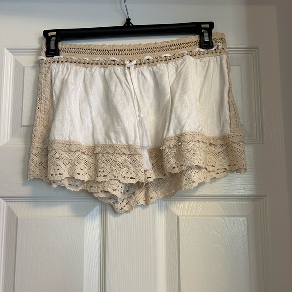 Surf Gypsy | Shorts | Surf Gypsy Cream And Tan Lace Shorts | Poshmark